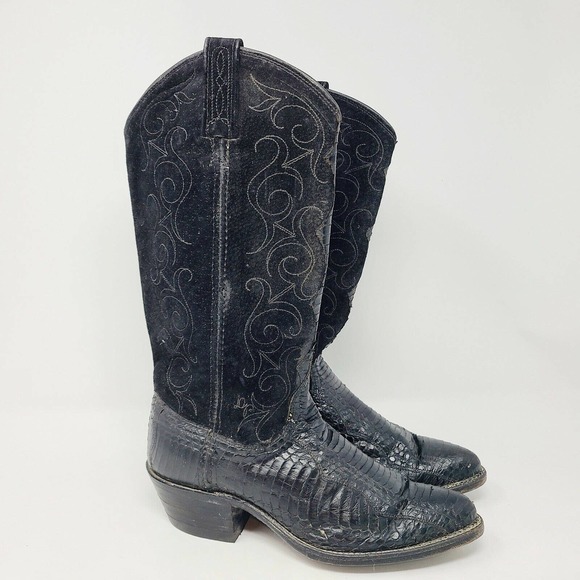 danpost | Shoes | Dan Post Snake Skin Black Exotic Cowboy Leather Suede ...